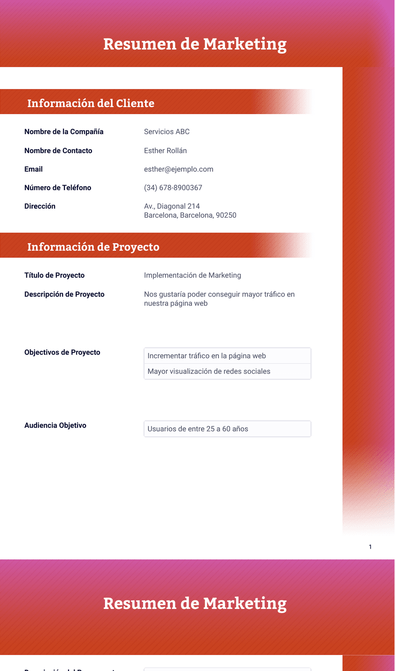 Resumen de Marketing Plantilla - Plantillas PDF | Jotform