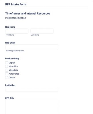 RFP Intake Form Template | Jotform