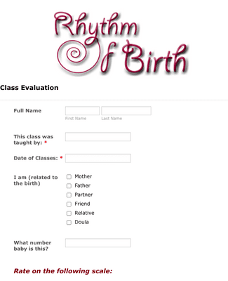 Birth Class Evaluation Form Template | Jotform
