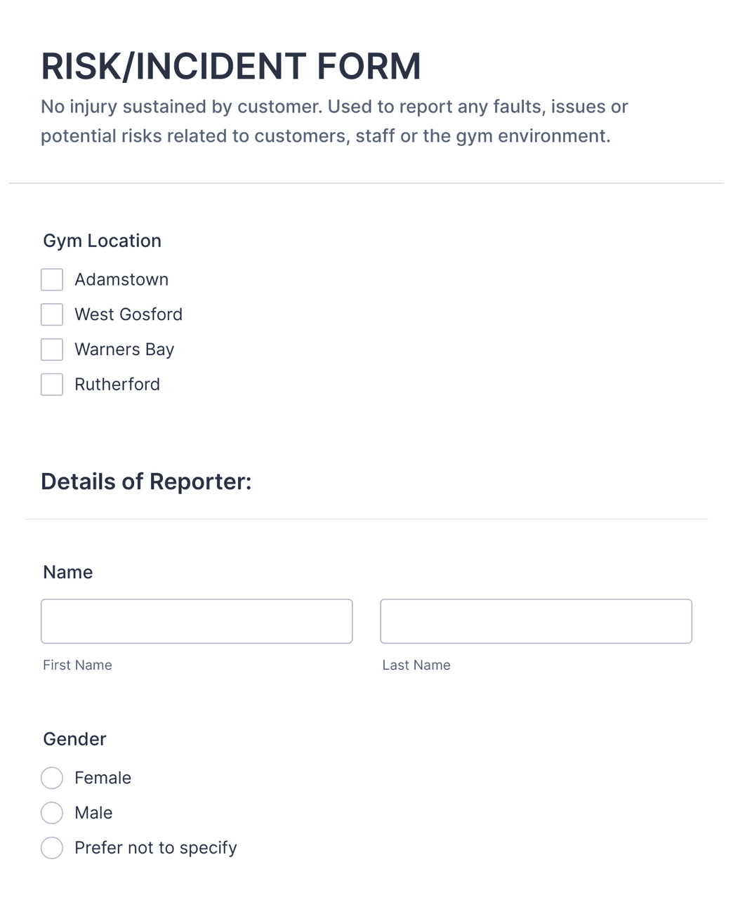Risk Incident Form Template | Jotform