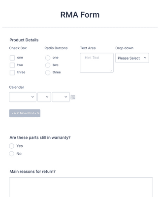 RMA Form Template | Jotform
