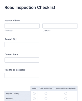 Road Inspection Checklist Form Template | Jotform