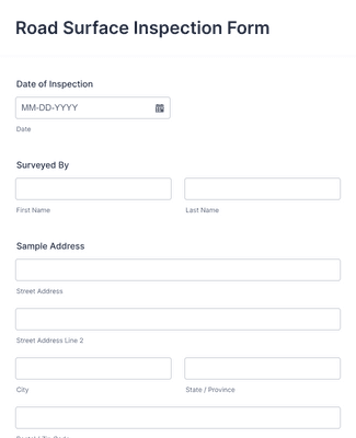 Road Surface Inspection Form Template | Jotform