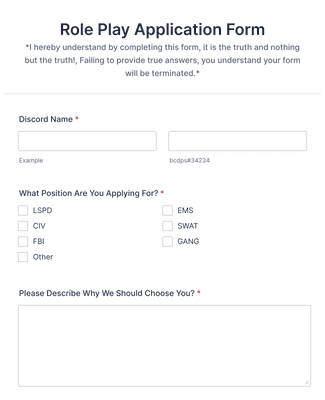 Role Play Application Form Template | Jotform