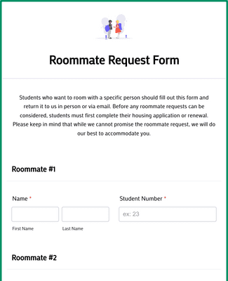 Roommate Request Form Template | Jotform