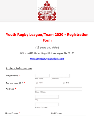 Rugby League Registration Form Template | Jotform
