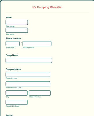RV Camping Checklist Template Form Template | Jotform