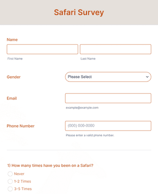 Safari Survey Form Template | Jotform