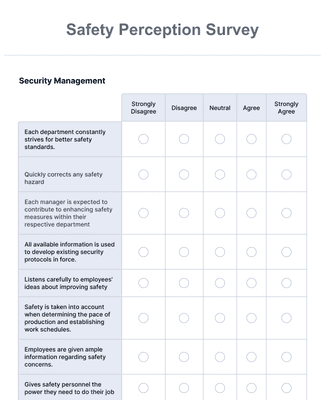 Safety Perception Survey Form Template | Jotform