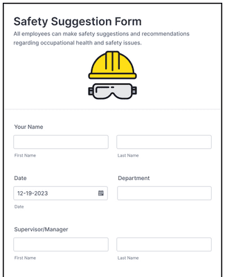 Safety Suggestion Form Template | Jotform