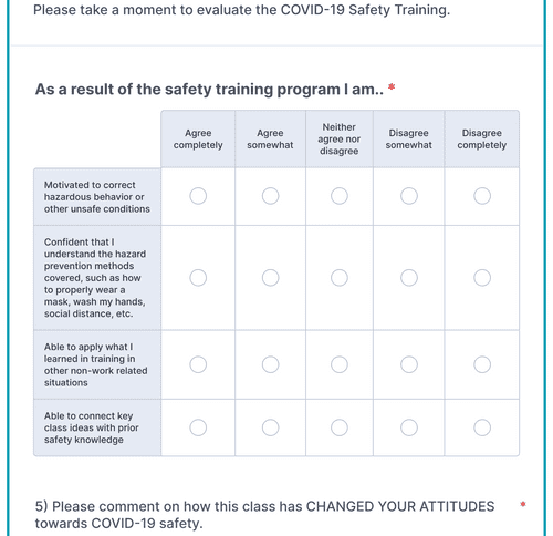 Safety Training Evaluation Form Template | Jotform