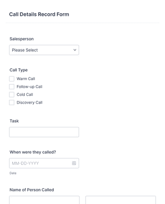Call Details Record Form Template | Jotform