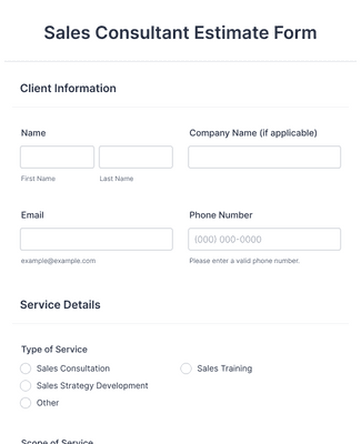 Sales Consultant Estimate Form Template | Jotform