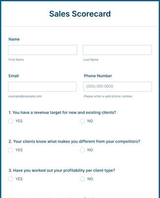 Sales Scorecard Template Form Template | Jotform