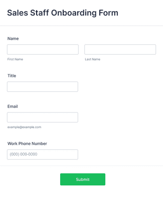 Sales Staff Onboarding Form Template | Jotform