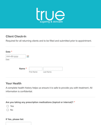 Salon Client Health Check-In Form Template | Jotform
