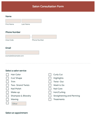 Salon Consultation Form Template | Jotform