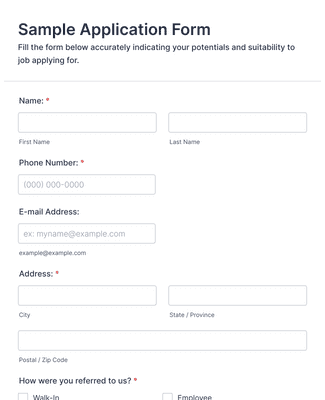 Sample Application Form Template | Jotform