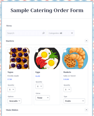 Sample Catering Order Form Template | Jotform
