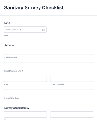 Sanitary Survey Checklist Form Template | Jotform
