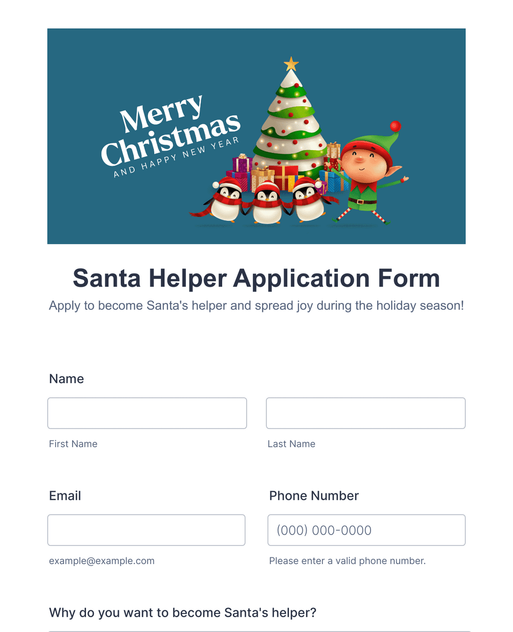 Santa Helper Application Form Template | Jotform