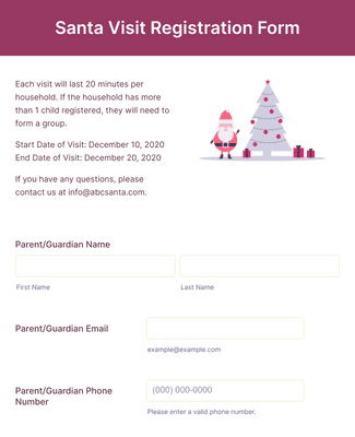 Santa Visit Registration Form Template | Jotform