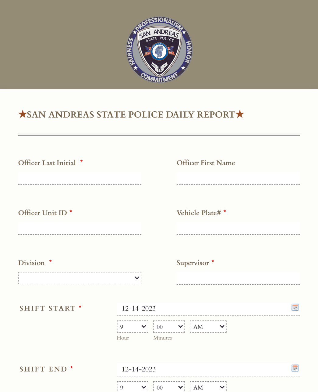 SASP Daily Report Form Template | Jotform