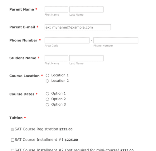 SAT Course Enrollment Form Template | Jotform