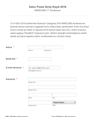 Satıcı Kayıt Form Şablonu | Jotform