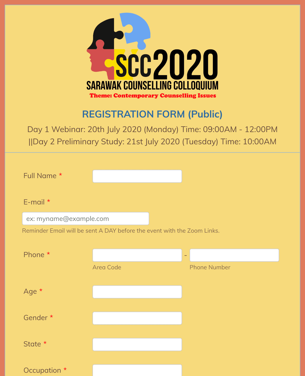 SCC2020 Registration Form Template | Jotform