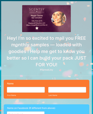 Scentsy Sample Mail and Birthday Club Form Template | Jotform