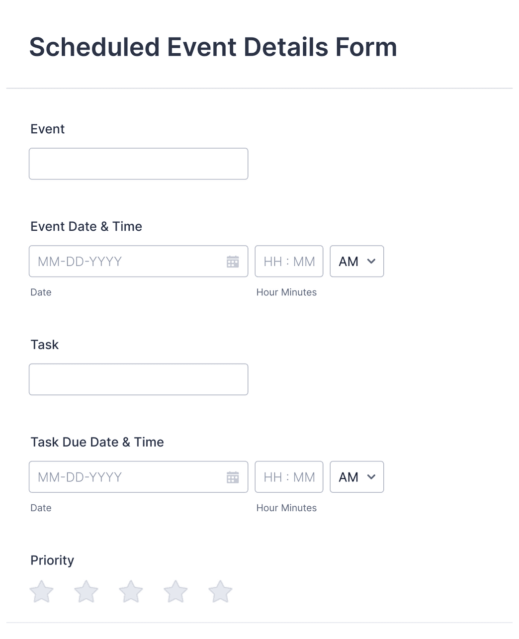 Scheduled Event Details Form Template | Jotform