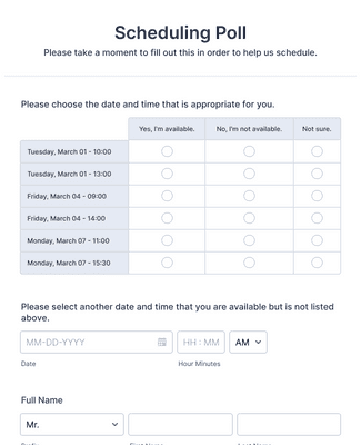 Scheduling Poll Form Template | Jotform