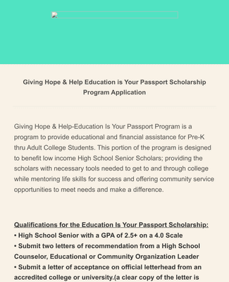 Scholarship Program Application Form Template | Jotform