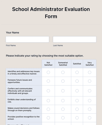 School Administrator Evaluation Form Template | Jotform