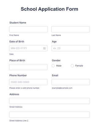 School Application Form Template | Jotform