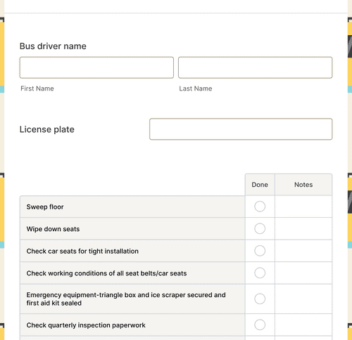 School Bus Cleaning Checklist Form Template | Jotform