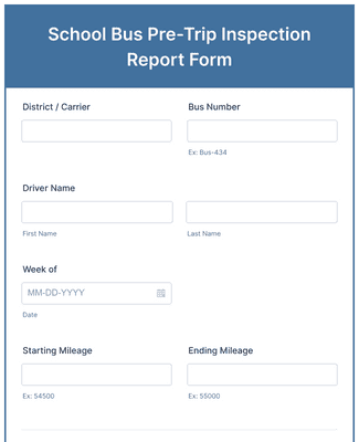 School Bus Pre-Trip Inspection Report Form Template | JotForm
