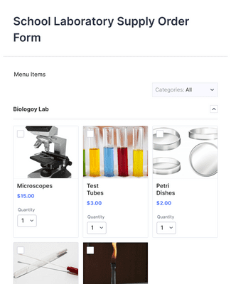 School Laboratory Supply Order Form Template | Jotform