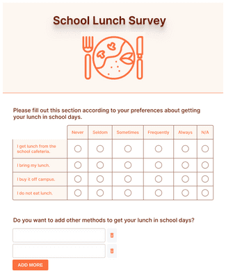 School Lunch Survey Form Template | Jotform