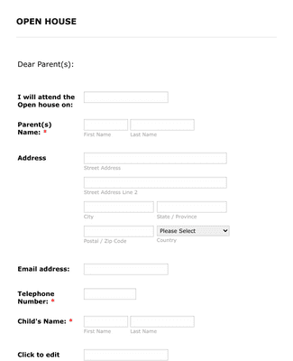 School Open House Form Template | Jotform
