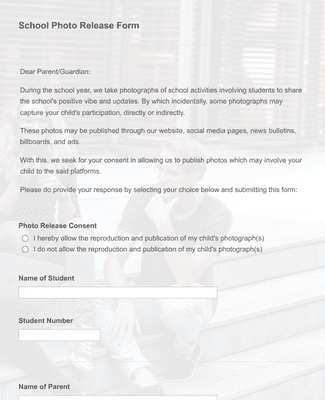 School Photo Release Form Template | Jotform