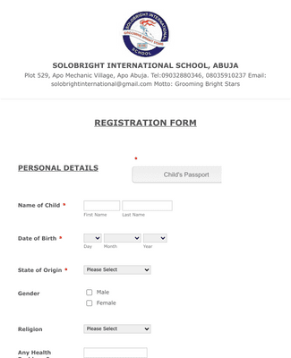 Nigeria School Admission Form Template | Jotform