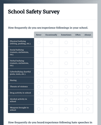 School Safety Survey Form Template | Jotform