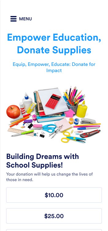 School Supplies Donation App Template | Jotform