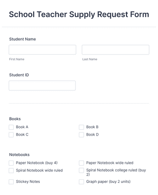 School Teacher Supply Request Form Template | Jotform