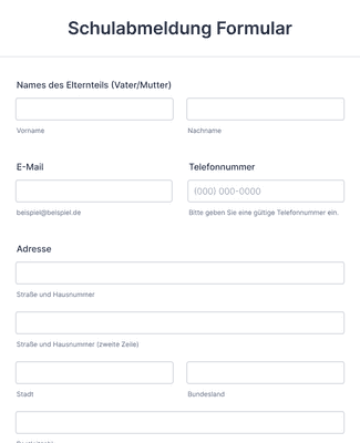 Schulabmeldung Formular Formularvorlage | Jotform