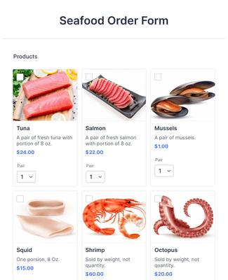 Seafood Order Form Template | Jotform