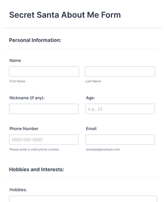 Secret Santa About Me Form Template | Jotform