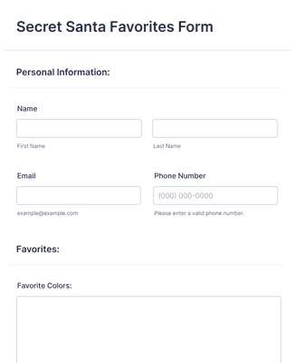 Secret Santa Favorites Form Template | Jotform